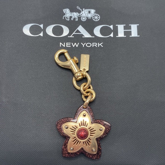Coach | Accessories | Coach Tea Rose Metal Rivet Glitter Resin Rare Bag ...